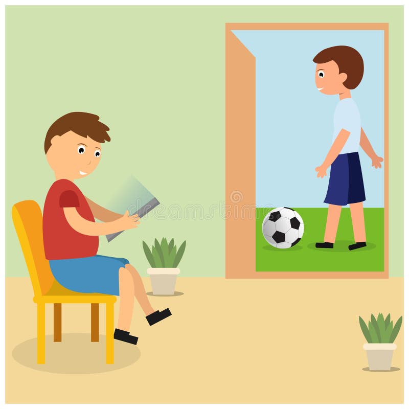 Playing Inside and Playing Outside Illustration Stock Illustration ...