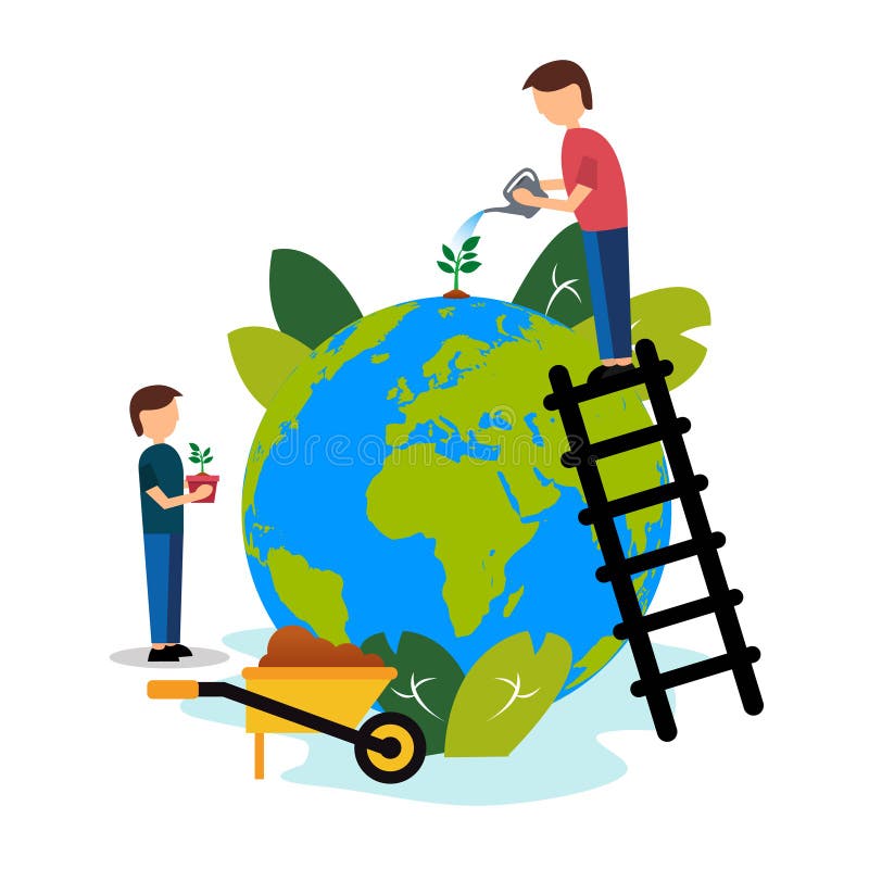 Save Plant and Plant Tree Vector Illustration Stock Vector ...