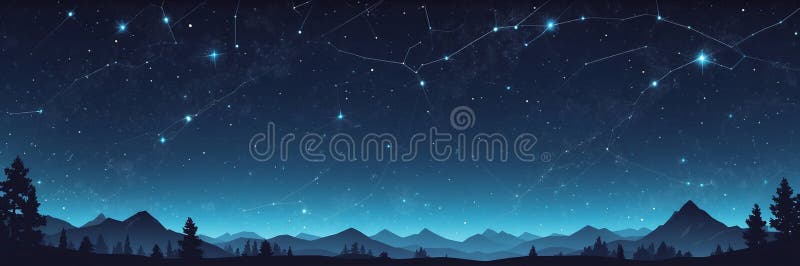 Simple Night Sky Art with Glowing Star Patterns and Constellations ...
