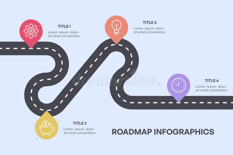 Simple 6-Node Roadmap Infographic with Colorful Icons and Milestones ...