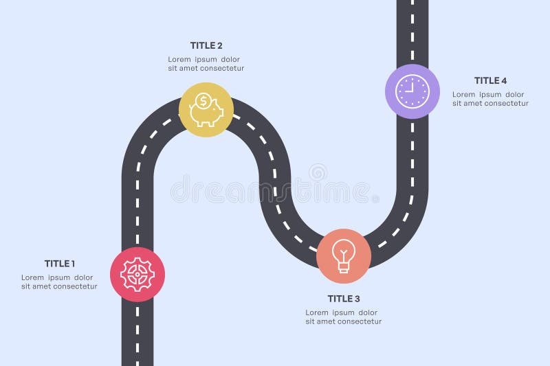 Simple 6-Node Roadmap Infographic with Colorful Icons and Milestones ...