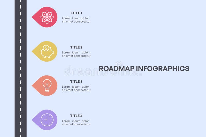 Simple 6-Node Roadmap Infographic with Colorful Icons and Milestones ...