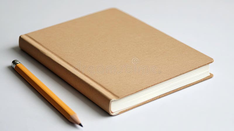 A Simple Notebook with a Blank Cover and a Pencil Lying beside it on a ...