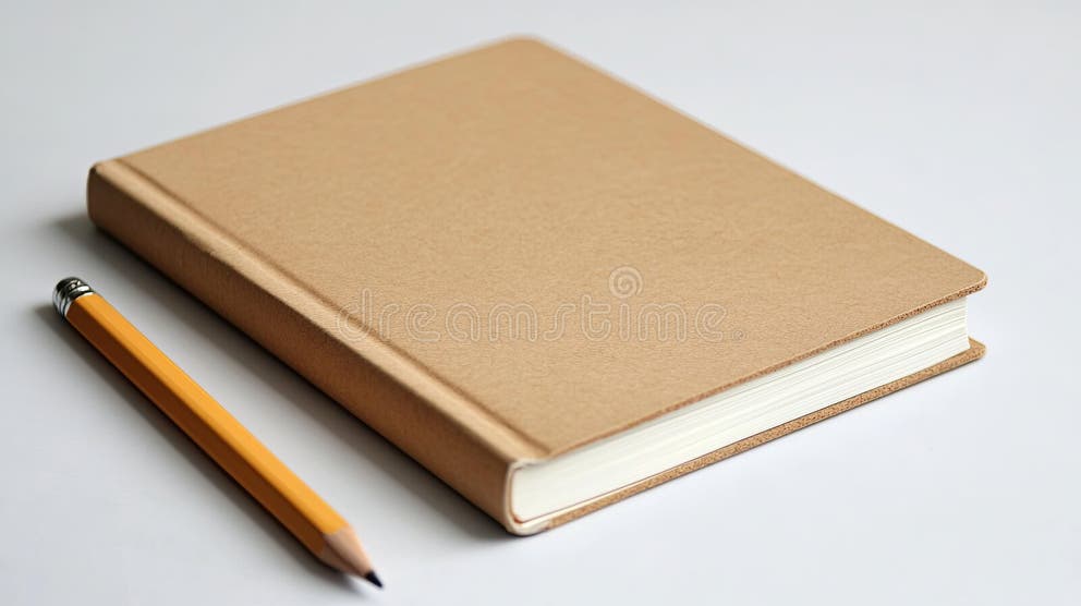 A Simple Notebook with a Blank Cover and a Pencil Lying beside it on a ...