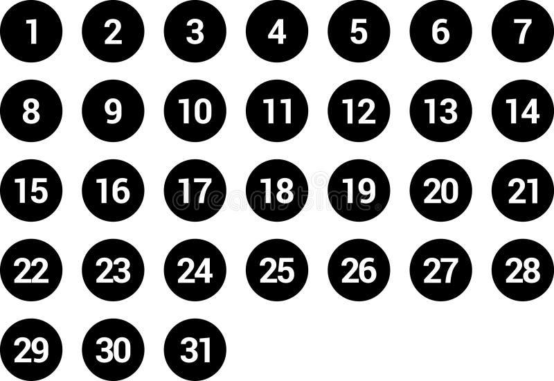 Simple Numbers Icon Set of 1-31 Numbers Simple Black Style Symbol Sign ...