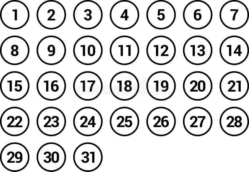 Simple Numbers Icon Set of 1-31 Numbers Simple Black Style Symbol Sign ...