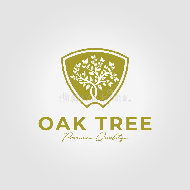 Simple Oak Tree Vector Logo Emblem, Illustration of an Oak Tree Design ...