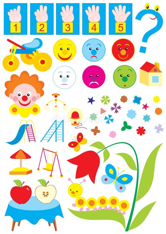 Simple Objects for Kindergarten Stock Vector - Illustration of ...