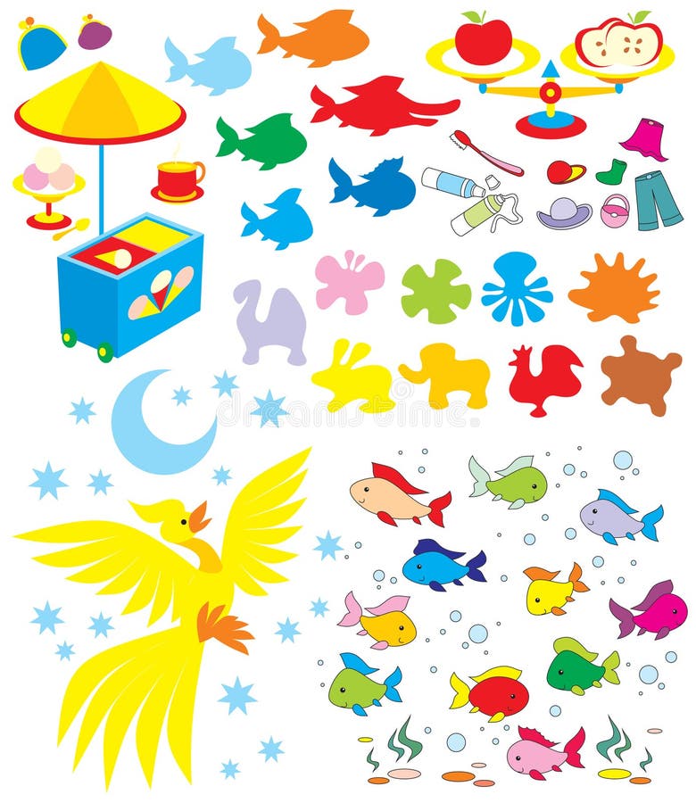 Simple Objects for Kindergarten Stock Vector - Illustration of kiddish ...