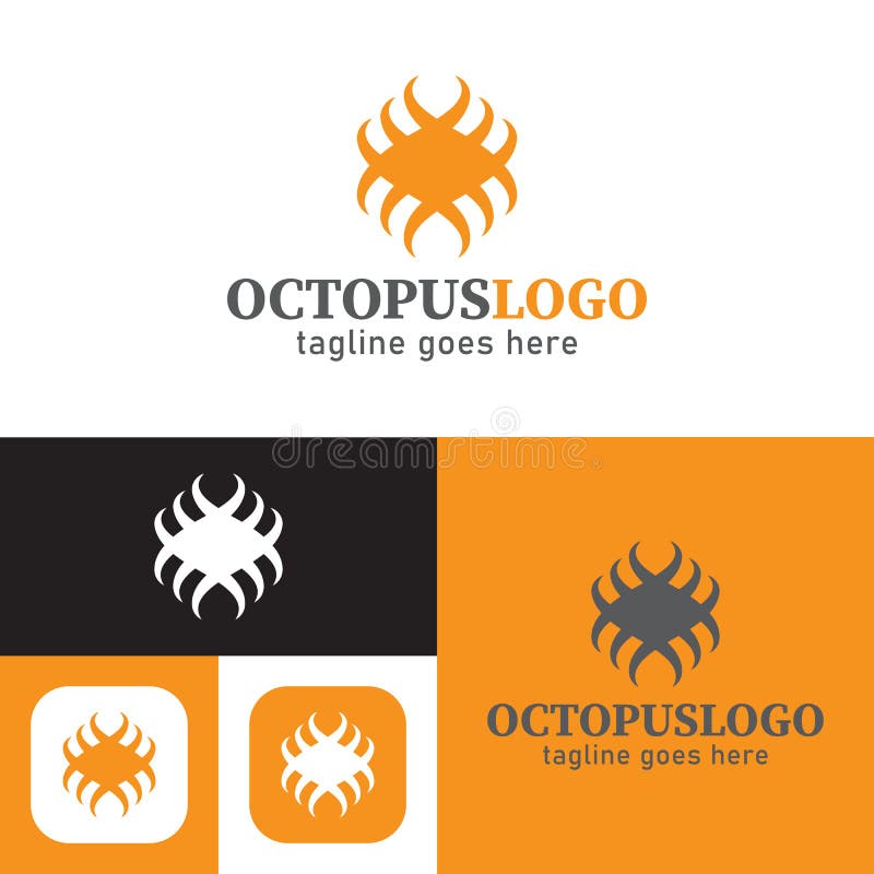 Simple Octopus Logo.Minimal Icon Style.Vector Illustration.Black and ...