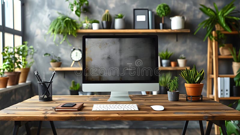 Simple Office Desk Setup for Designers and Creative Freedom Stock ...