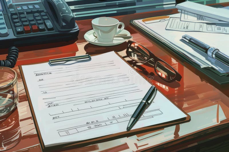 A Simple Office Desk Setup with Essential Tools. Suitable for Business ...