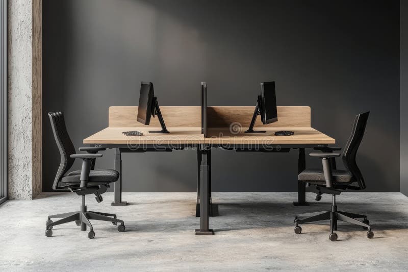 A Simple Office Interior with Furniture and Mockups on the Wall. 3D ...