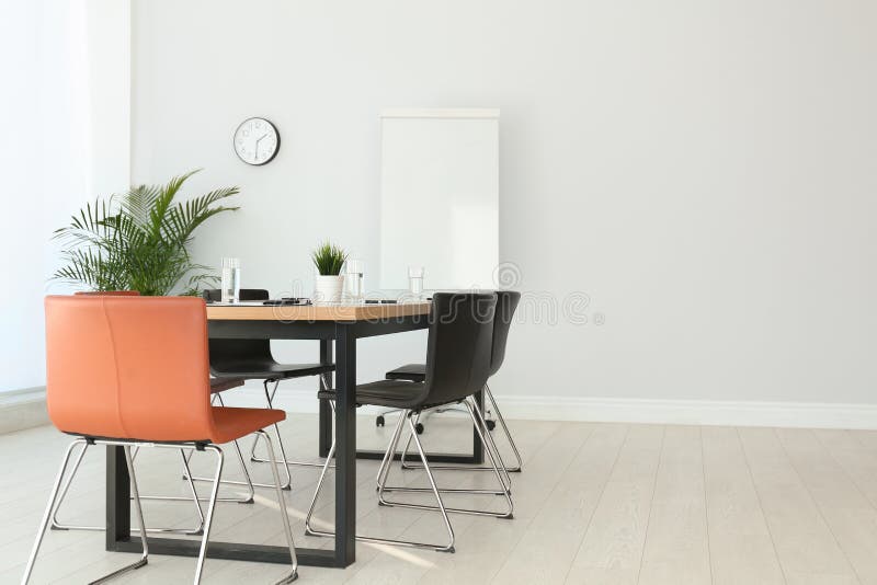 Simple Office with Large Table and Chairs Stock Image - Image of large ...
