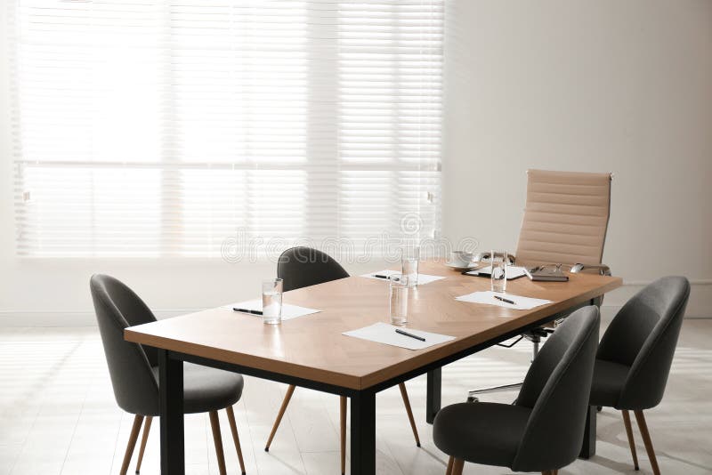 Simple Office Interior with Table and Chairs Stock Image - Image of ...