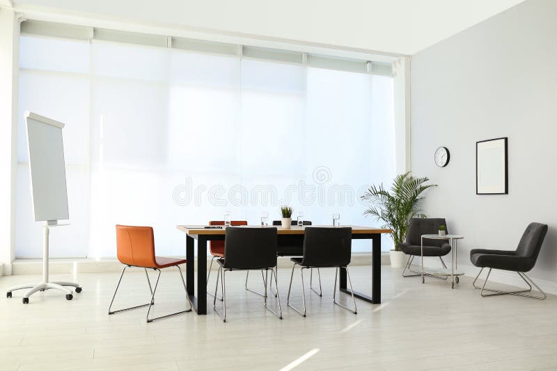 Simple Office Interior with Table and Chairs Stock Photo - Image of ...