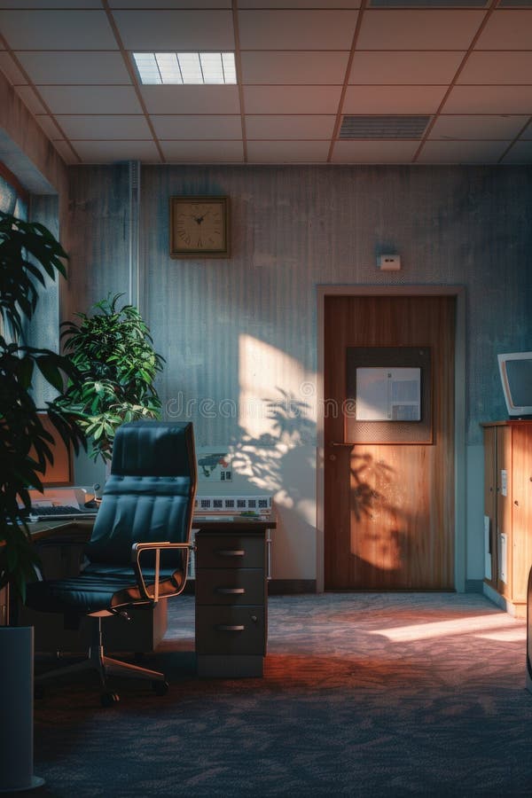 A Simple Office Space with a Desk and a Chair Stock Photo - Image of ...