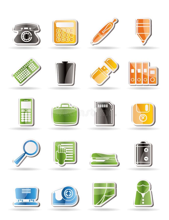Simple Office tools icons stock vector. Illustration of office - 9851782