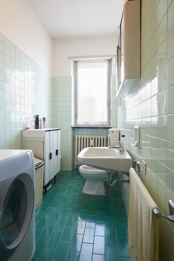 Simple Bathroom In Normal Apartment Stock Image - Image of floor ...