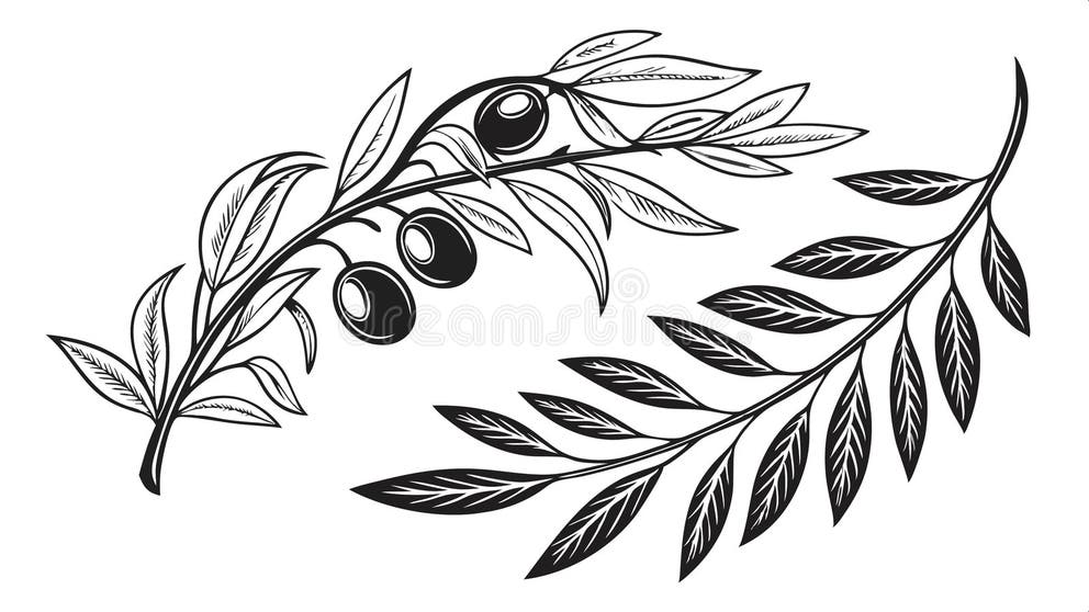 Simple Olive Branch, Minimalist Olive, Basic Foliage, and Clean ...