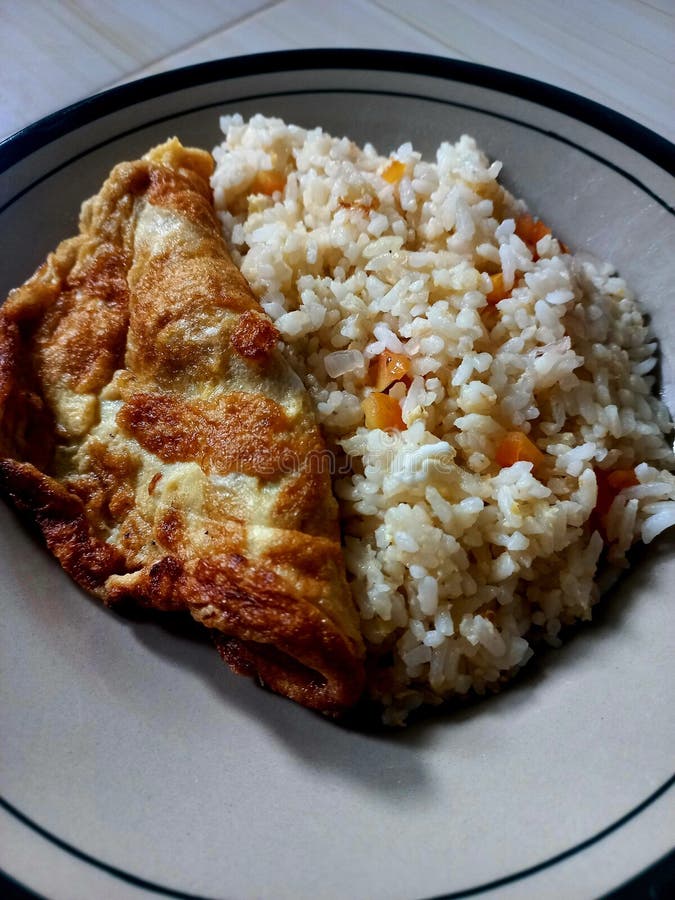 Simple omelette fried rice stock image. Image of fried - 325820015