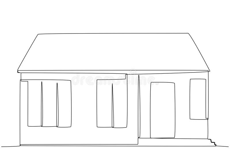 A Simple One-floor House Design with Two Windows Stock Vector ...