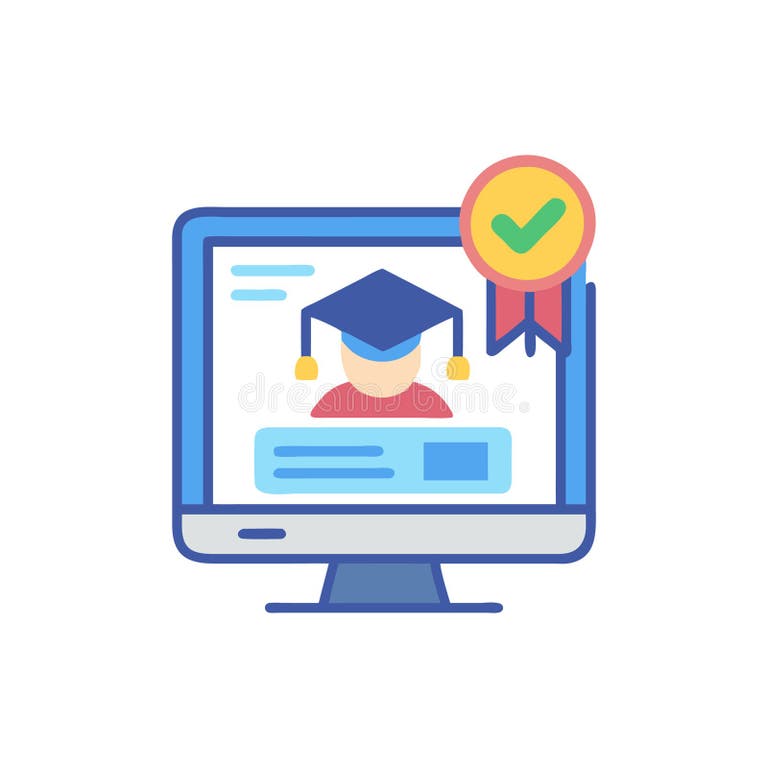 Simple Online Learning Badge Icon for Study Stock Illustration ...