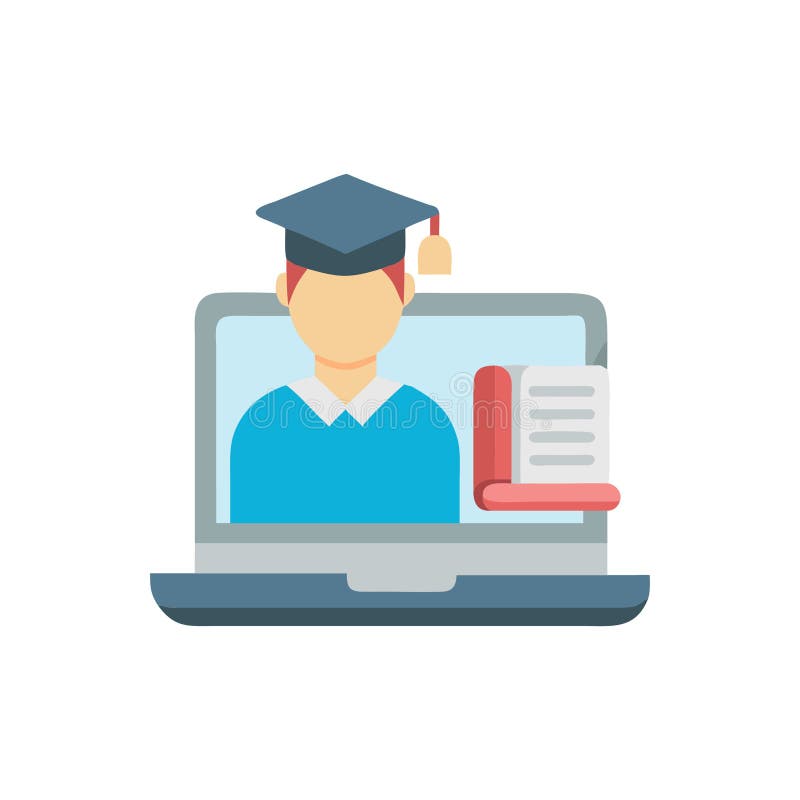 Simple Online Student Icon for Study Stock Illustration - Illustration ...