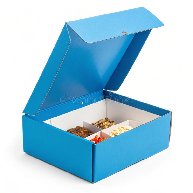Open Blue Box Isolated on White Background Stock Illustration ...