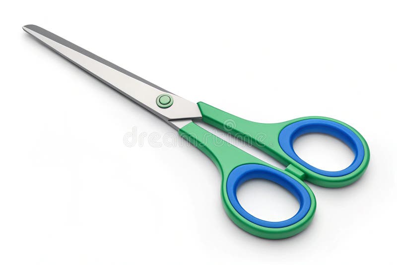 Open Scissor with Blue and Green Handles Flat Design Illustration Stock ...
