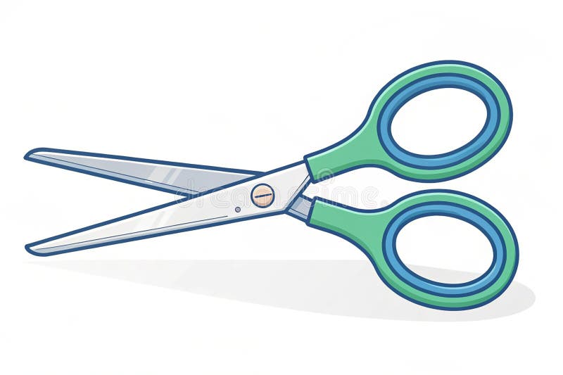 Open Scissor with Blue and Green Handles Flat Design Illustration Stock ...
