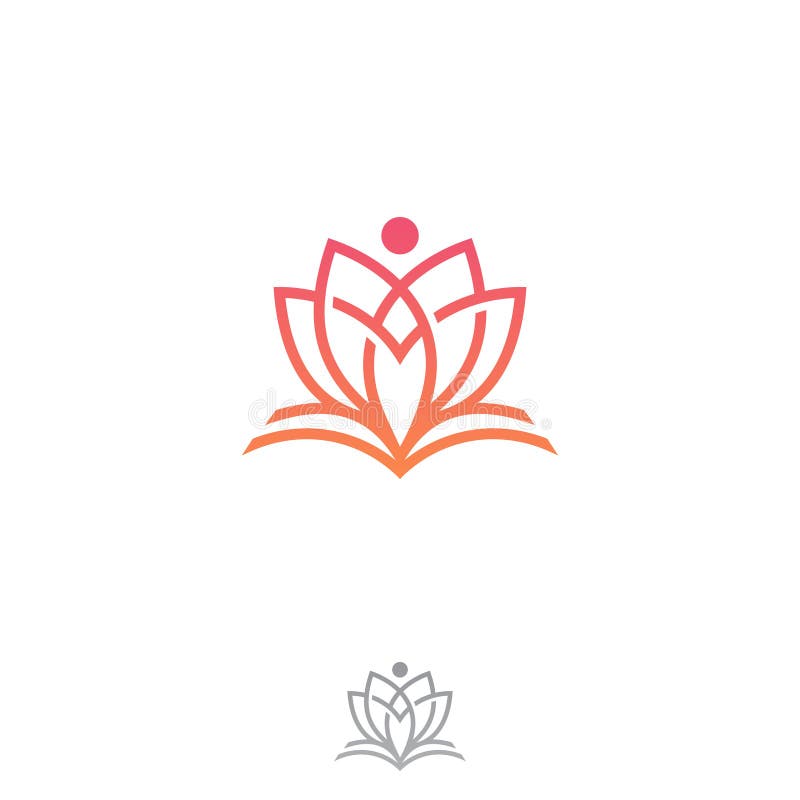 Simple Opened Book with Linear Lotus Logo Design Flat Style Stock ...
