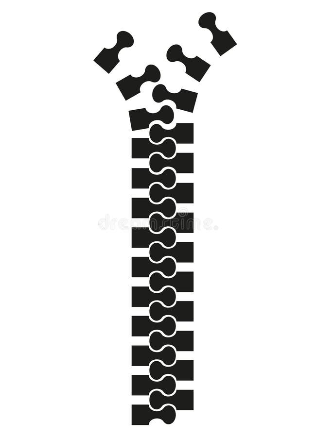 Simple Opening Zip Zipper Symbol Silhouette Stock Vector - Illustration ...