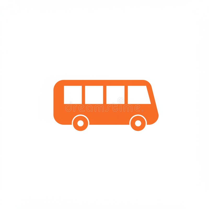Simple Orange Bus Icon on a White Background Features a Flat ...