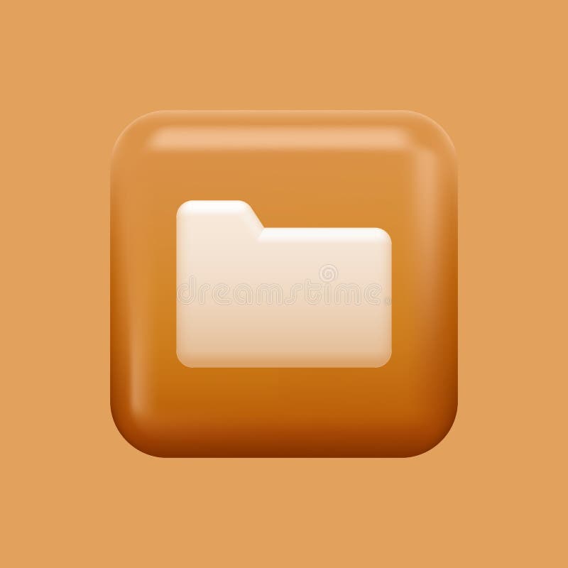 Simple Orange Folder Icon. 3d File Manager Button Stock Vector ...