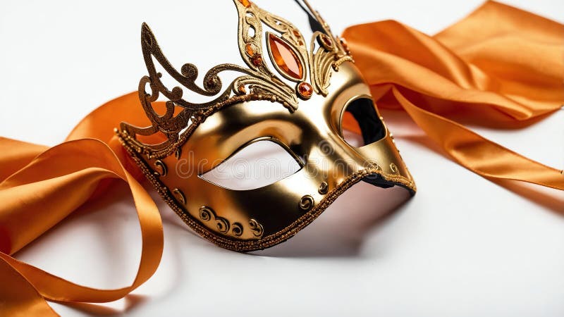 Simple Orange and Gold Masquerade Isolated on a White Ai Generated ...