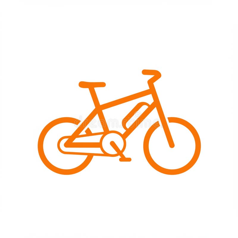 Simple Orange Line Drawing of a Bicycle on a White Background. the ...