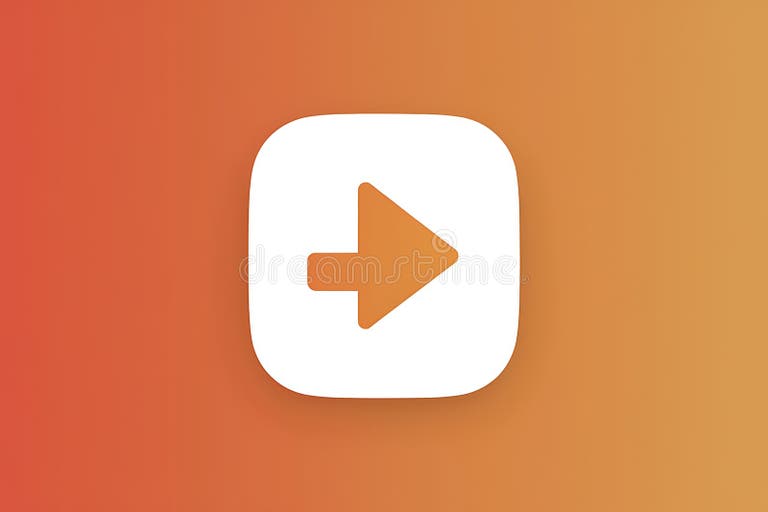 Simple Orange Right Arrow App Icon Button Interface Design Stock ...