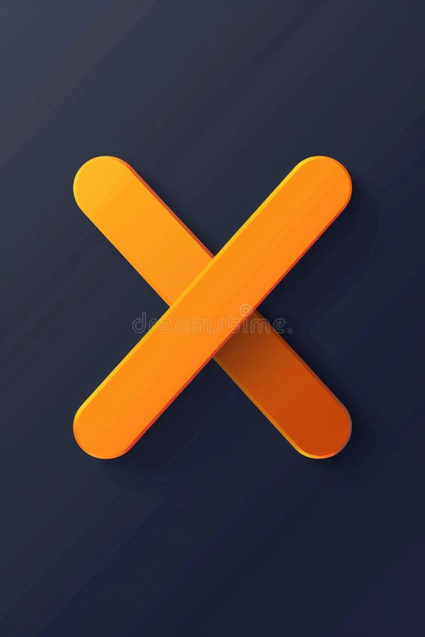 A Simple Orange X Symbol on a Dark Blue Background Stock Illustration ...