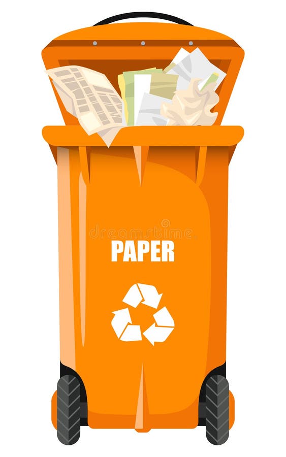 Yellow Vector Dumpster for Paper with Garbage Stock Vector ...