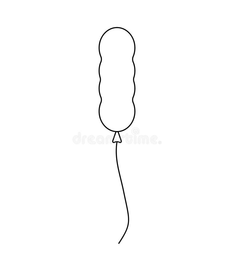 Simple Outline of a Balloon Floating in the Air with a String Attached ...