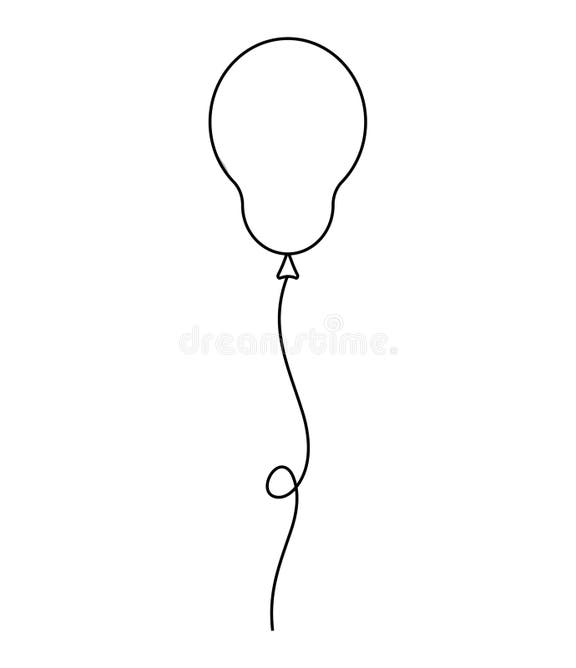 Simple Outline of a Balloon Floating Upward in a Minimalistic Design ...