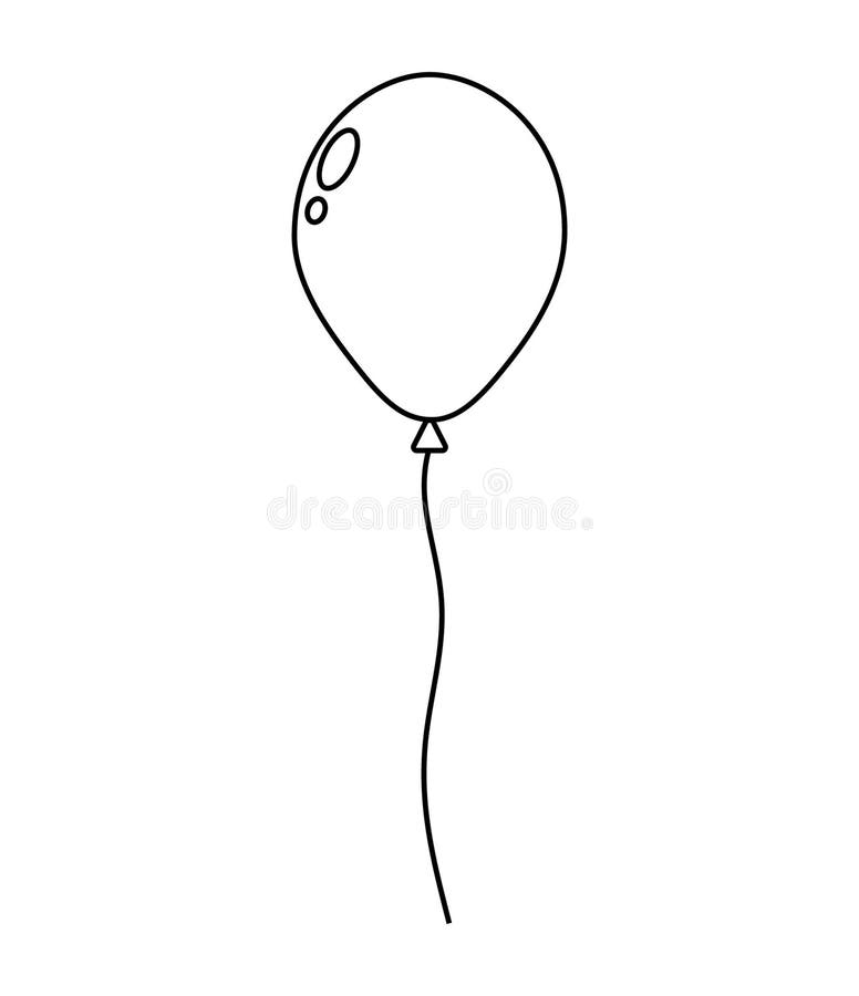 Simple Outline of a Balloon Floating Vertically on a String in a ...