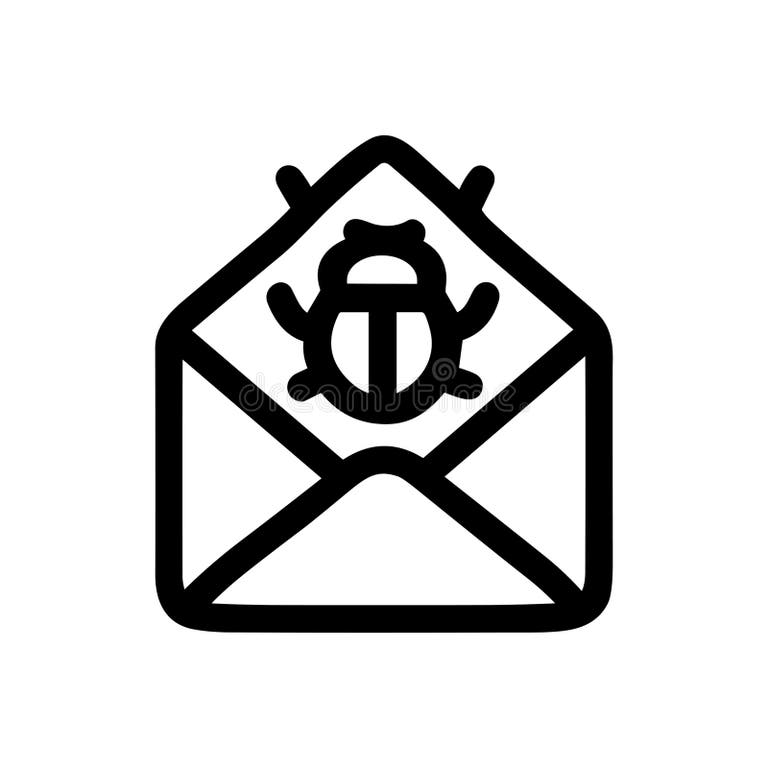 Simple Outline Virus Bug in Envelope Icon, Email Security Concept Stock ...