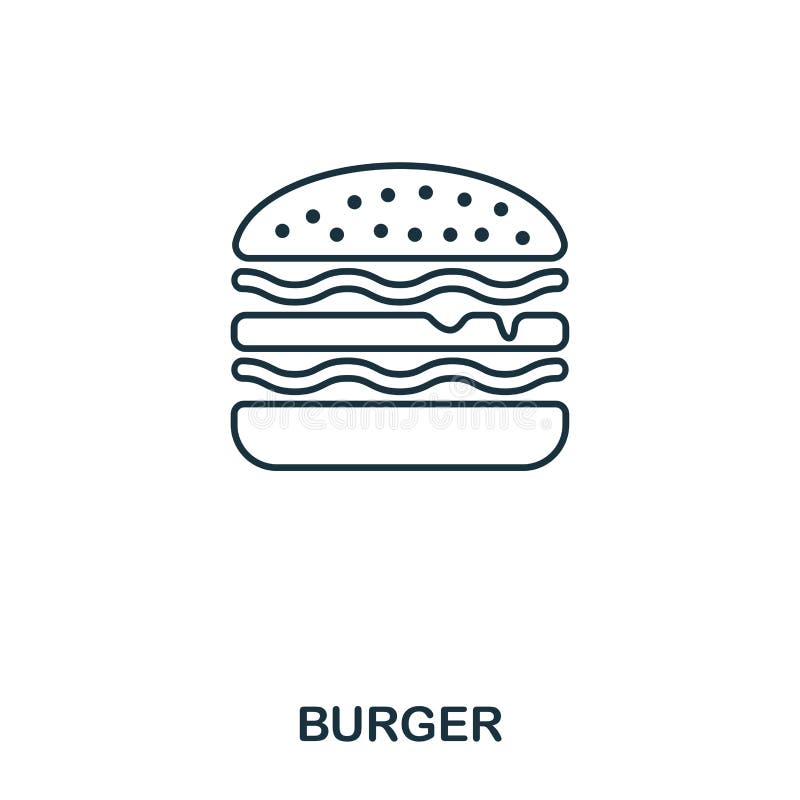 Simple Outline Burger Icon. Pixel Perfect Linear Element Stock Vector ...