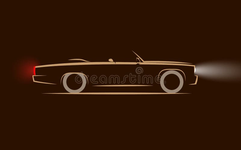 Simple Outline of a Classic Cabriolet Car Stock Vector - Illustration ...