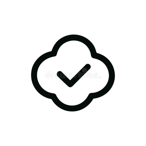 Simple Outline Cloud Checkmark Complete Icon for Web and Mobile Design ...