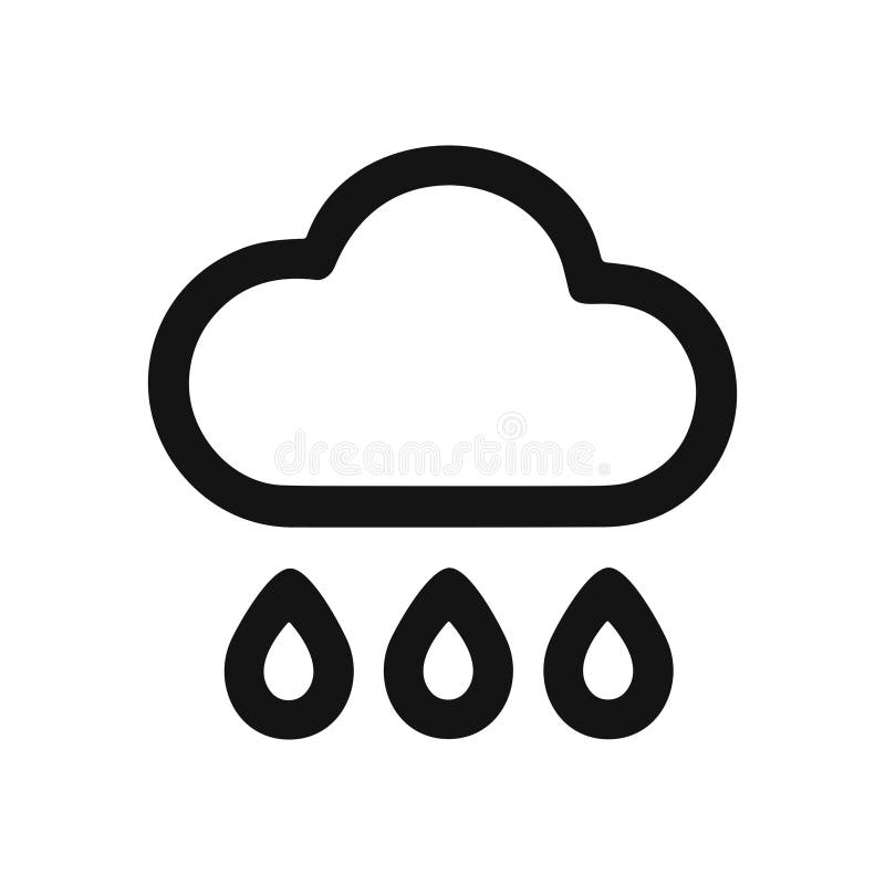 Simple Outline Cloud Raindrop Weather Forecast Element Graphic Icon ...