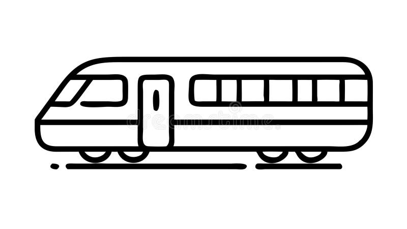 Simple Outline Commuter Train Public Transport Icon, Vector Design ...