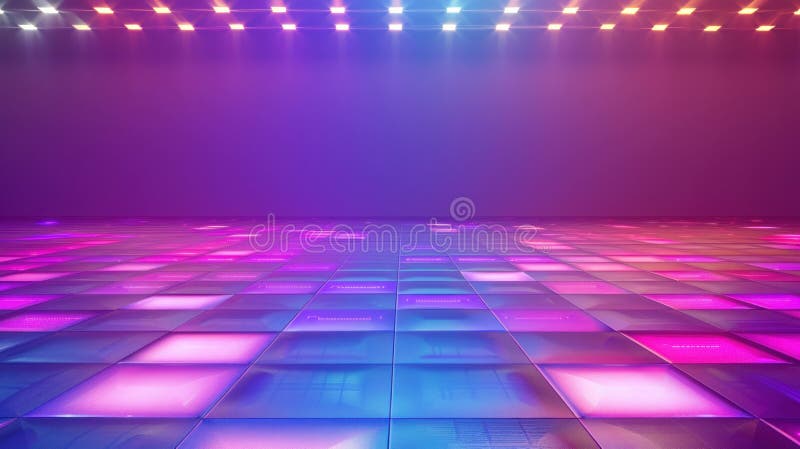 Simple Outline of a Dance Floor with Disco Lights on a Plain Backdrop ...
